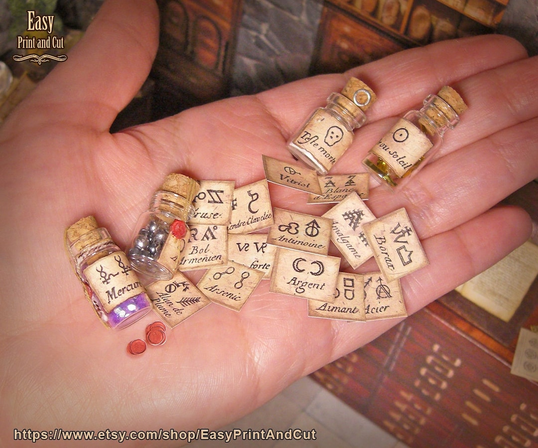 18 Miniature Alchemy Labels, 1:12 Scale, With 32 Sealing Wax, Real ...