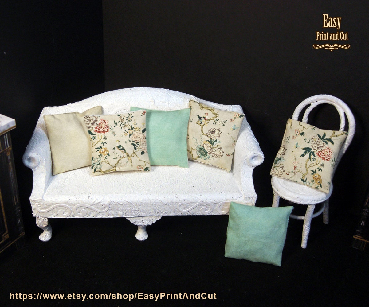 1:12 Printable Miniature Pillows Set. Forest and Birds - Etsy