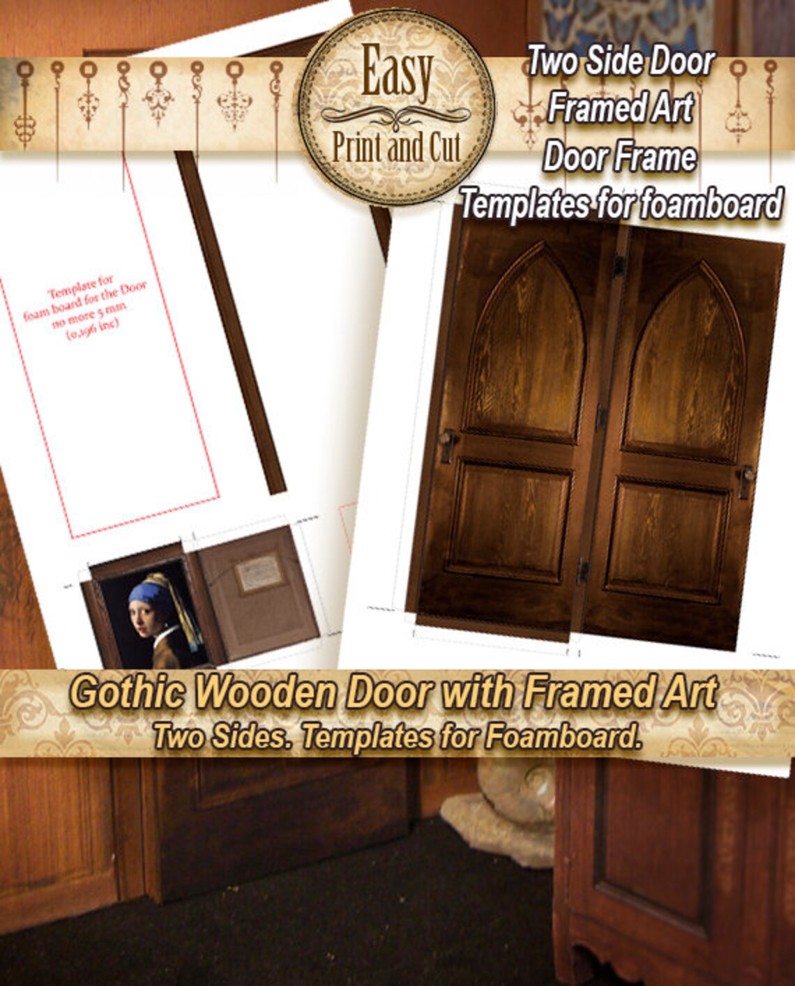 Gothic Wooden Door. Door Frame. Framed Art. Two Sides. - Etsy