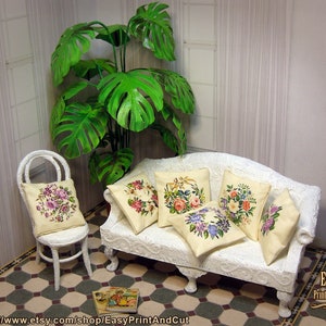 Miniature Printable Wallpaper, White Wall With 2 Windows With Curtains ...