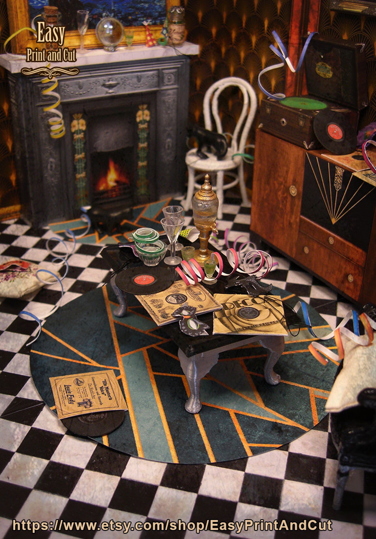 Miniature Party Set, Masks, Hats and Streamers Paper Serpentine ...