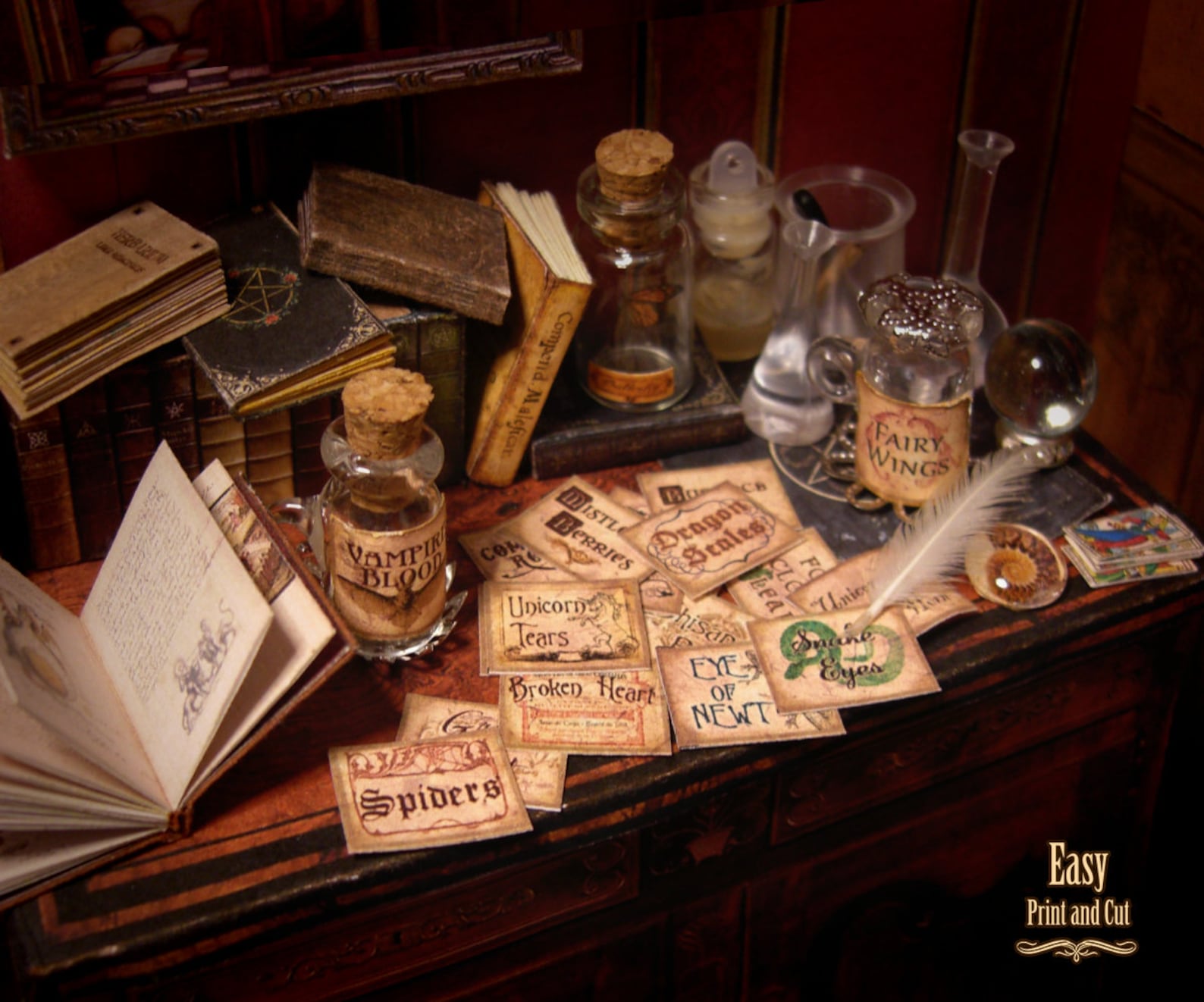 18 Miniature Magic Halloween Labels - With 32 Sealing Wax - Fantasy ...