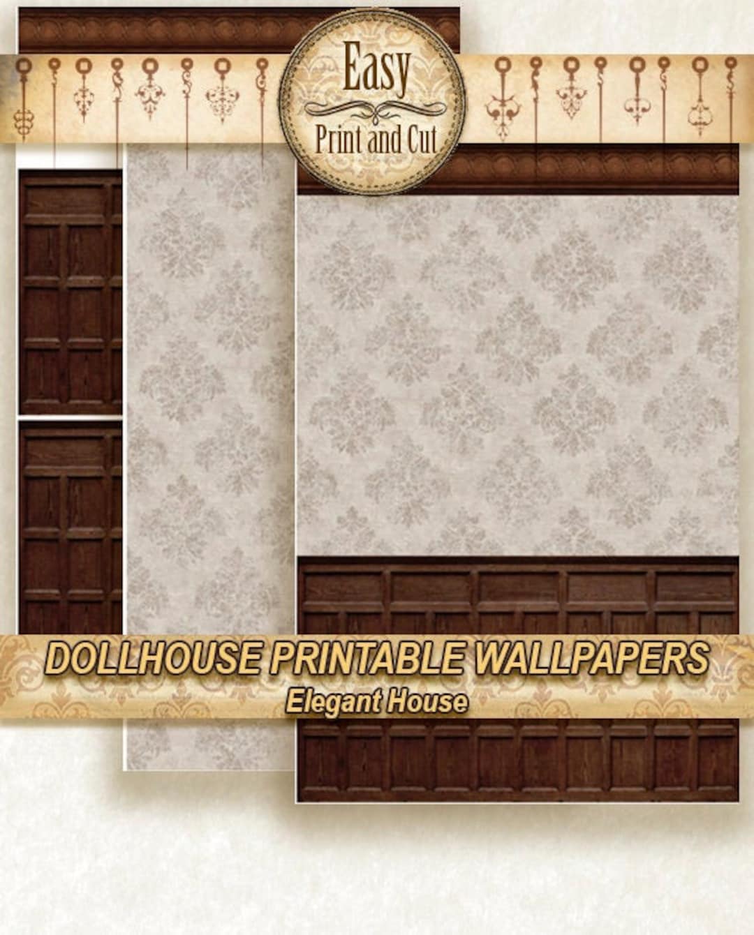Dollhouse Wallpaper: Elegant Victorian Tile Patterns (digital Download ...