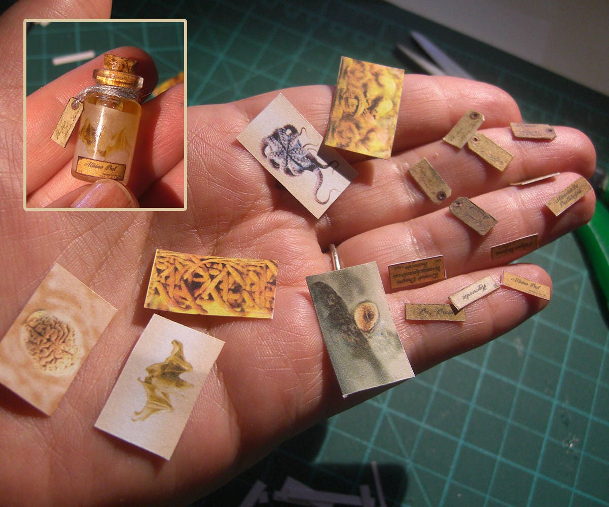12 Miniature Specimen Labels for Tiny Bottles and Jars With - Etsy