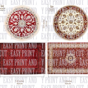 4 Dollhouse Carpets, Rugs, Red Tones, for Dollhouse Dioramas and ...