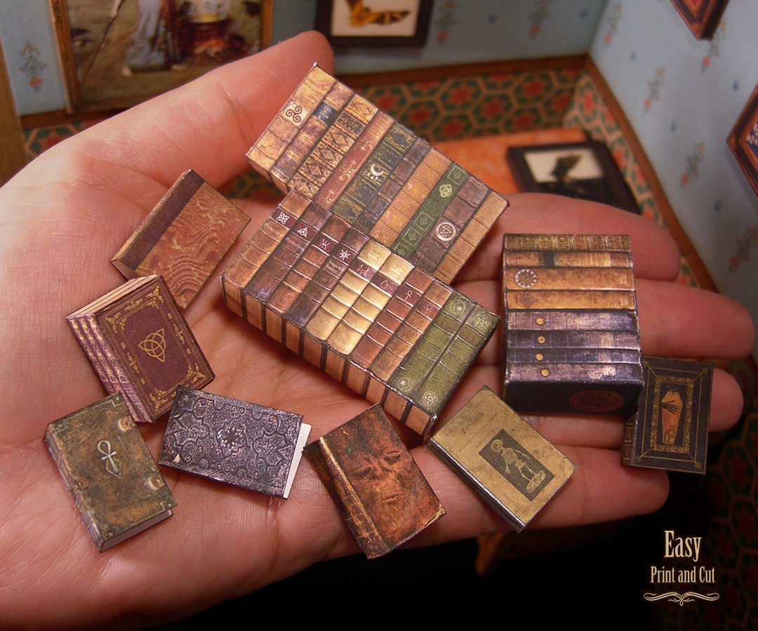 Printable Miniature Spell Book Covers: Grimoire Library (digital ...