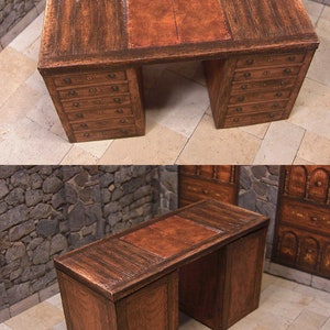 Miniature Medieval Desk, for 1:12 Scale Doll Houses, Dioramas, Roombox ...