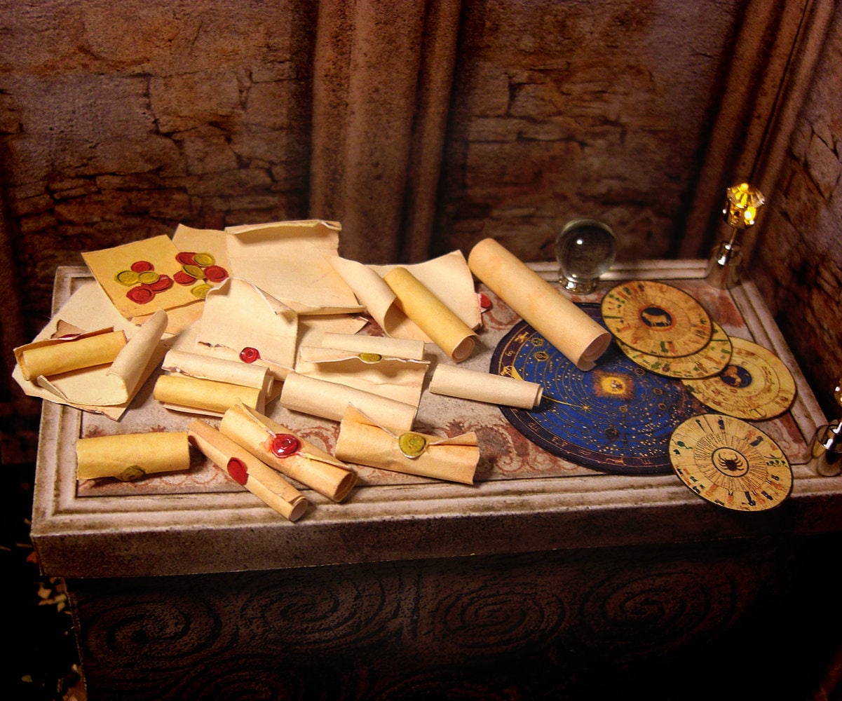 Miniature Antique Scrolls 5 Medieval Zodiac Charts and - Etsy