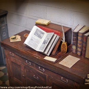 Miniature Wood Book Holder, DIY Easy Papercraft, 1:12 Scale, PRINTABLE ...