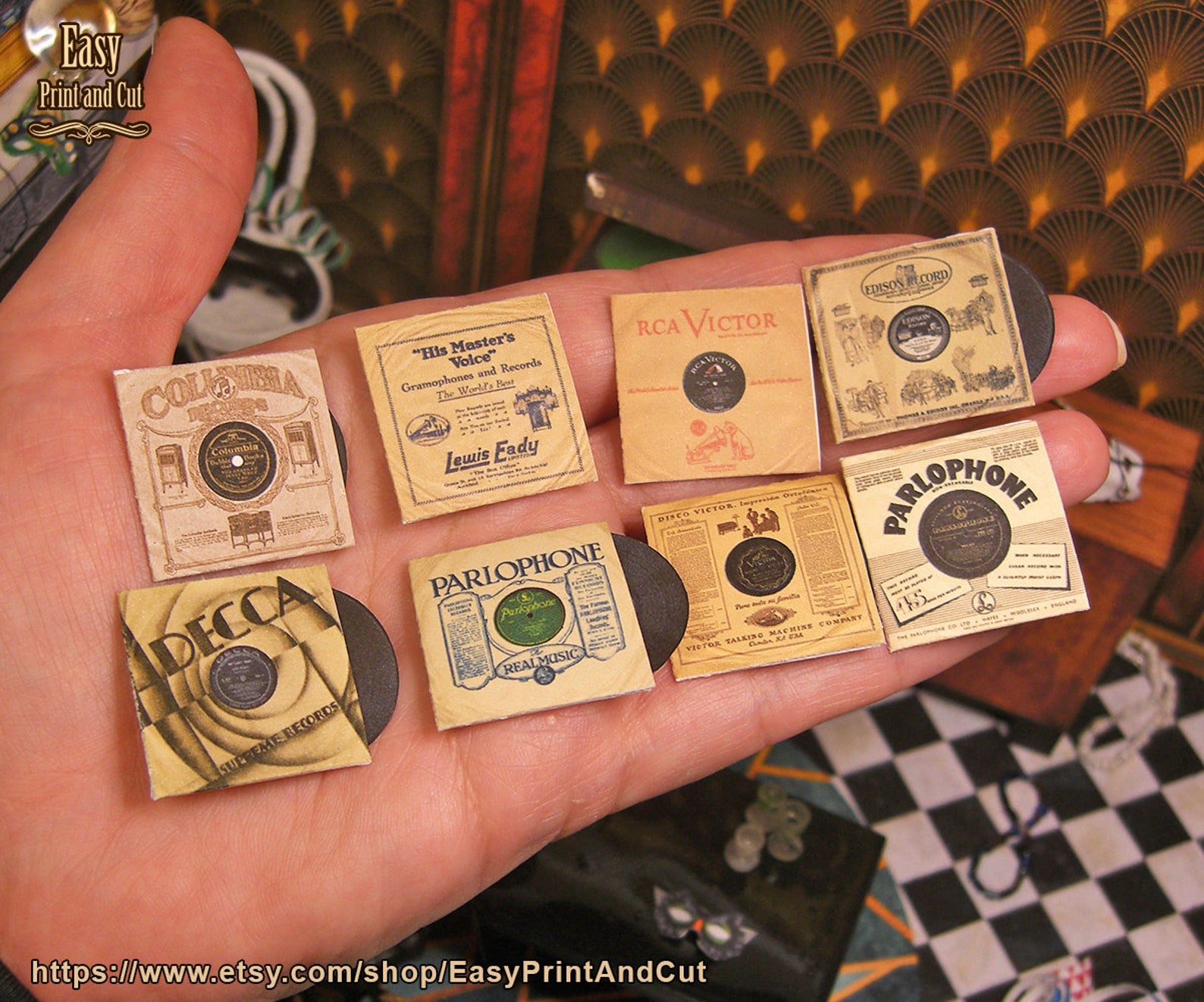 Antique Phonograph Albums, 1:12 Scale , Authentic Reproductions, Covers ...