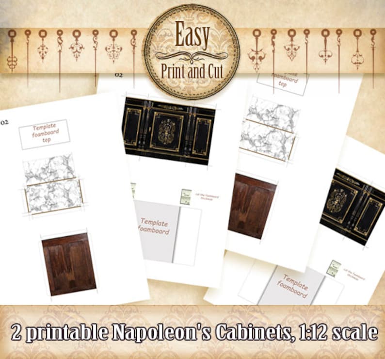 1:12 Printable Miniature Reproduction of Two Napoleons Cabinets ...