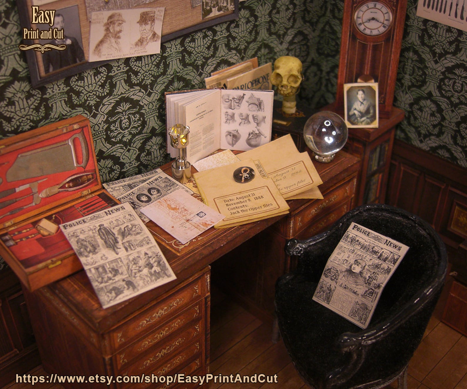 Jack the Ripper Investigation Set, Miniature House, 1:12 Scale, Crime ...