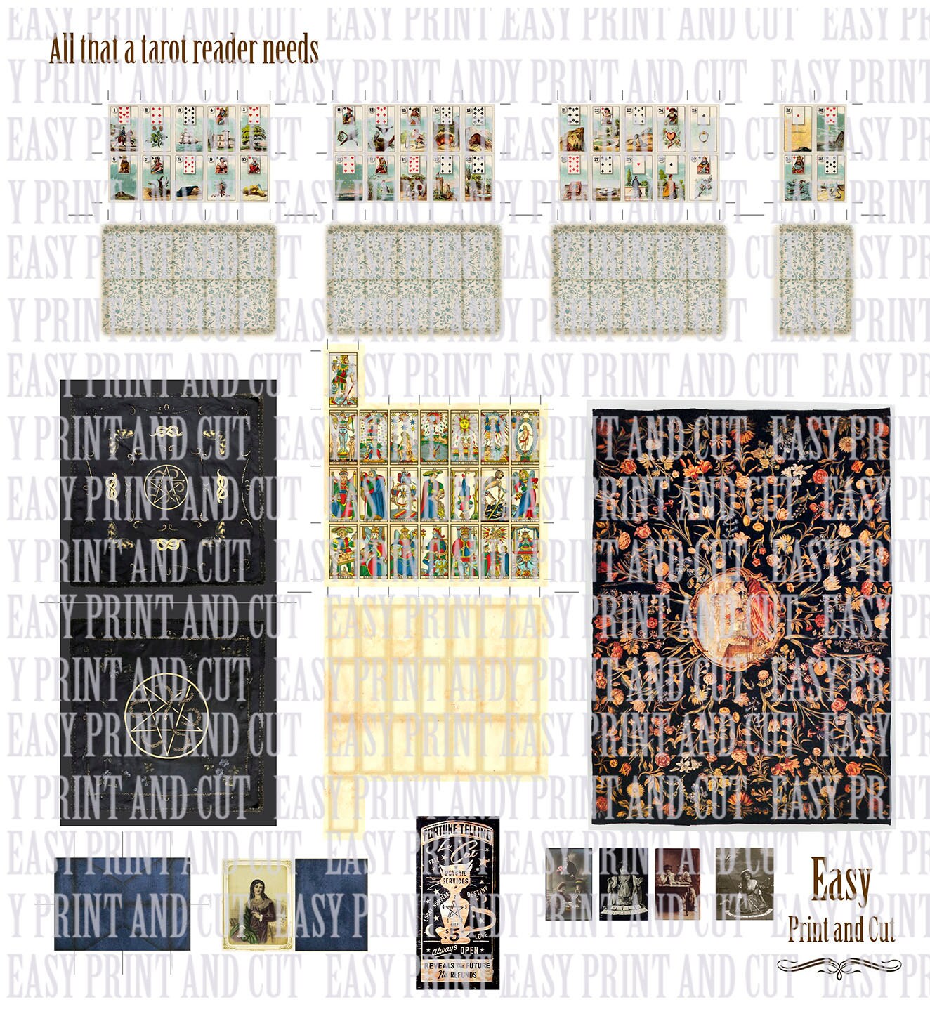 1:12 Miniature TAROT Set, Fortune Reader, Tarot Lenormand & Marseille ...