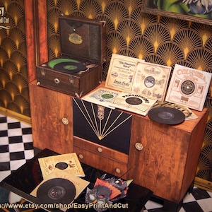 1:12 Antique Miniature Turntable, Record Player, Authentic Reproduction ...