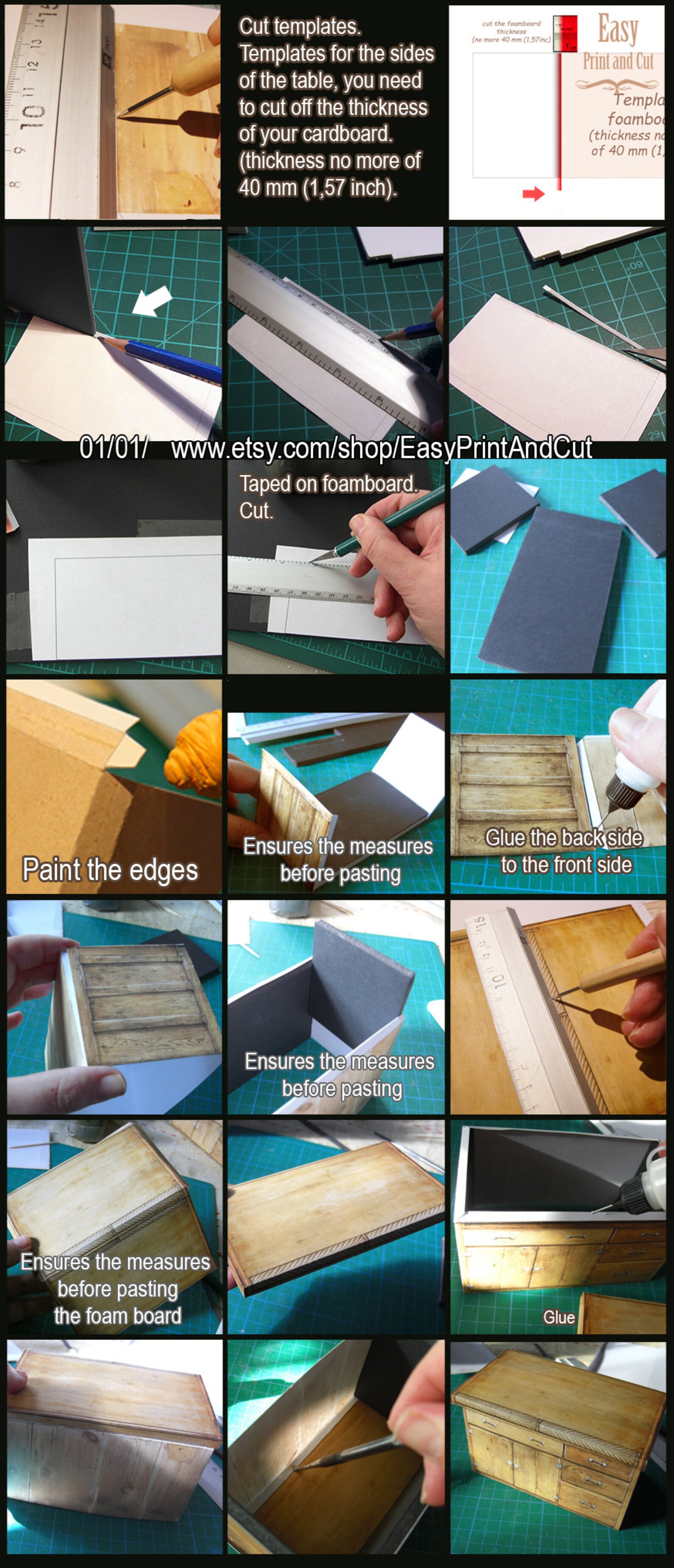 Miniature Medieval Desk, for 1:12 Scale Doll Houses, Dioramas, Roombox ...