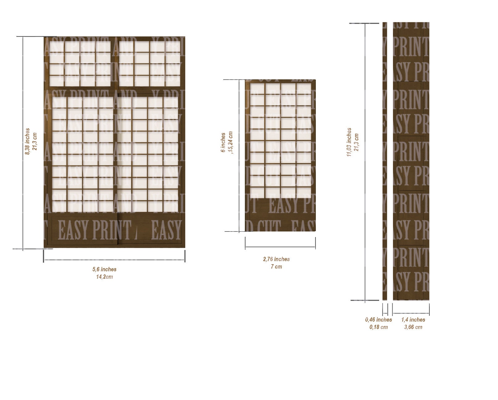 Miniature Printable Japanese Paper Door With Wood Panel and - Etsy