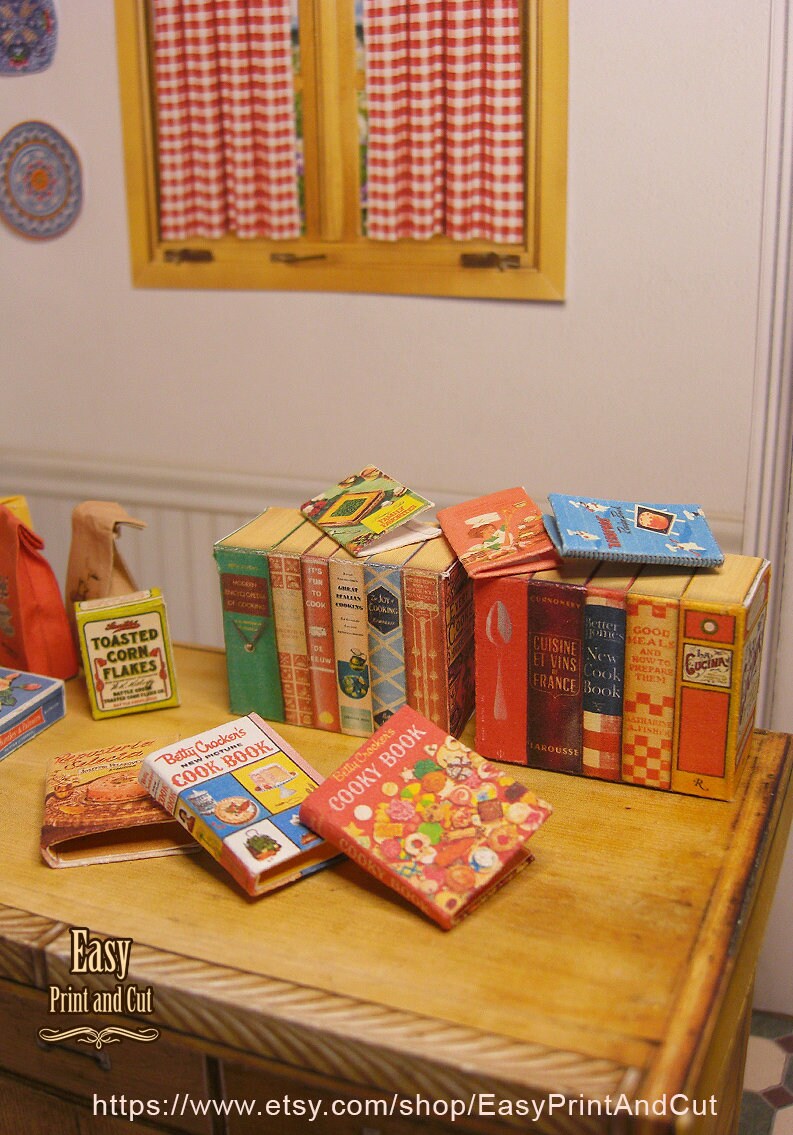 Miniature Vintage Cook Books Covers Collection for 1:12 - Etsy