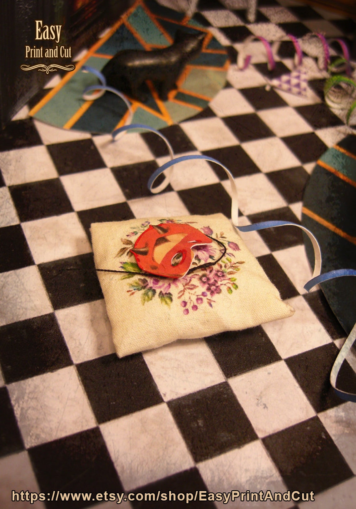 Miniature Party Set Masks Hats and Streamers Paper - Etsy