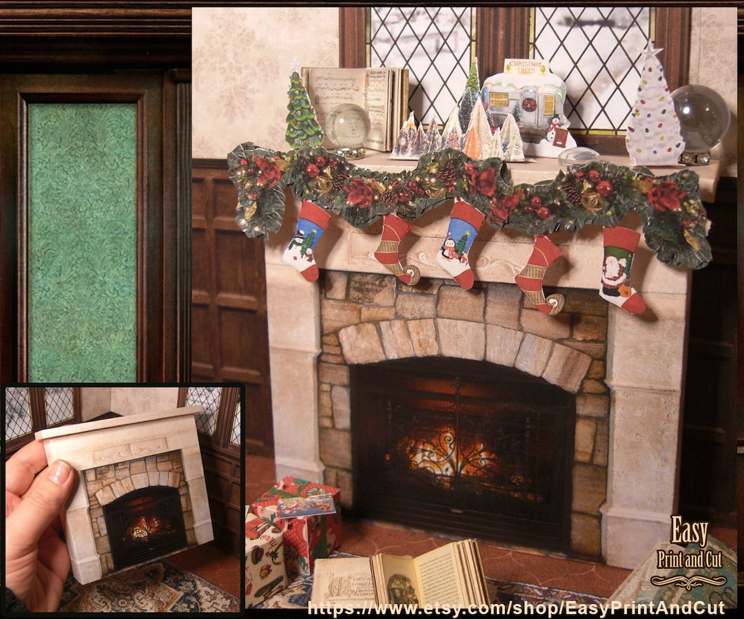 Vintage Fireplace. Christmas Decoration. Printable DIGITAL DOWNLOAD ...