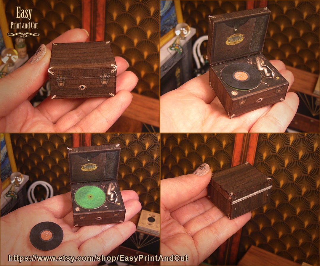 1:12 Antique Miniature Turntable, Record Player, Authentic Reproduction ...