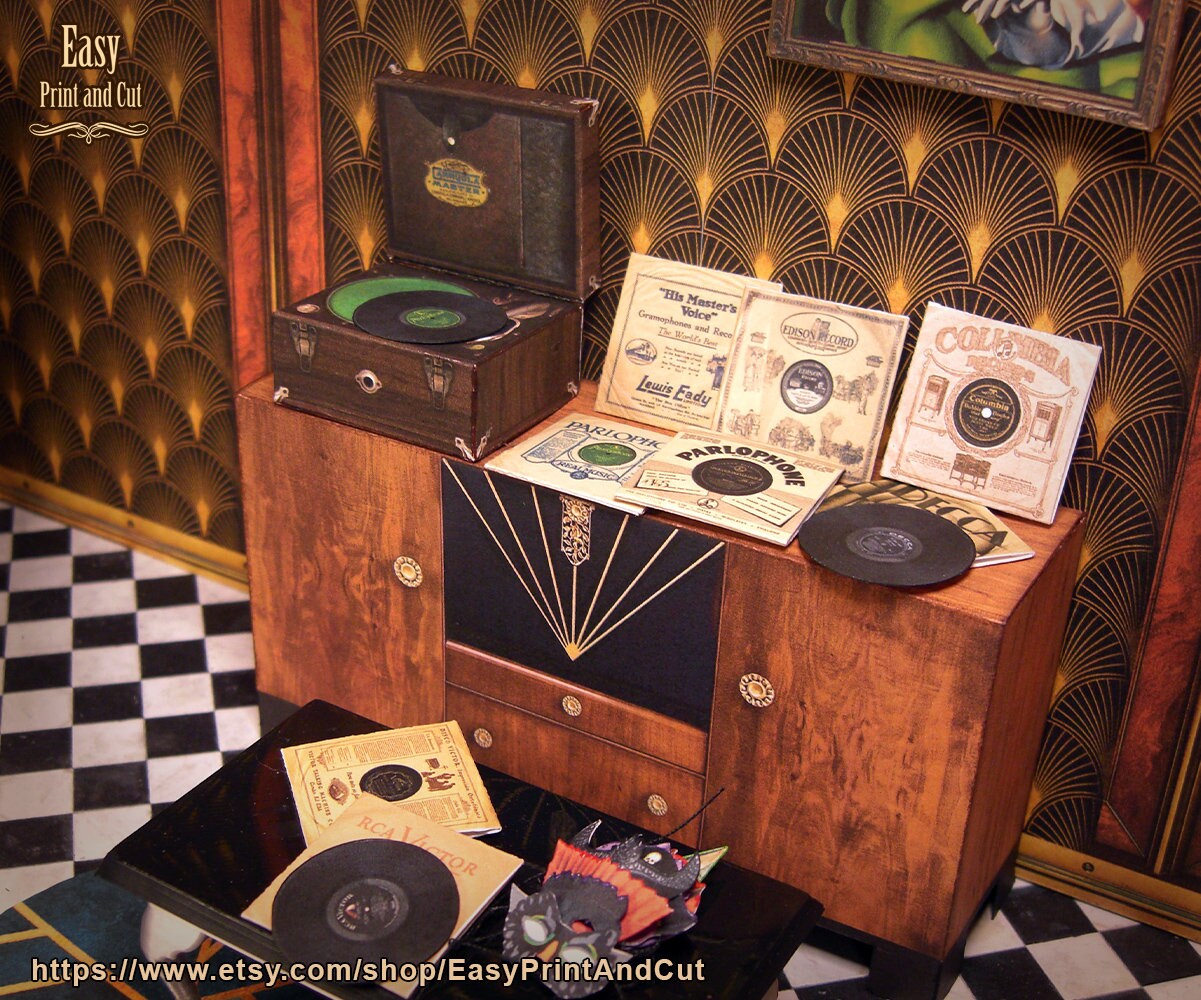 Antique Phonograph Albums, 1:12 Scale , Authentic Reproductions, Covers ...