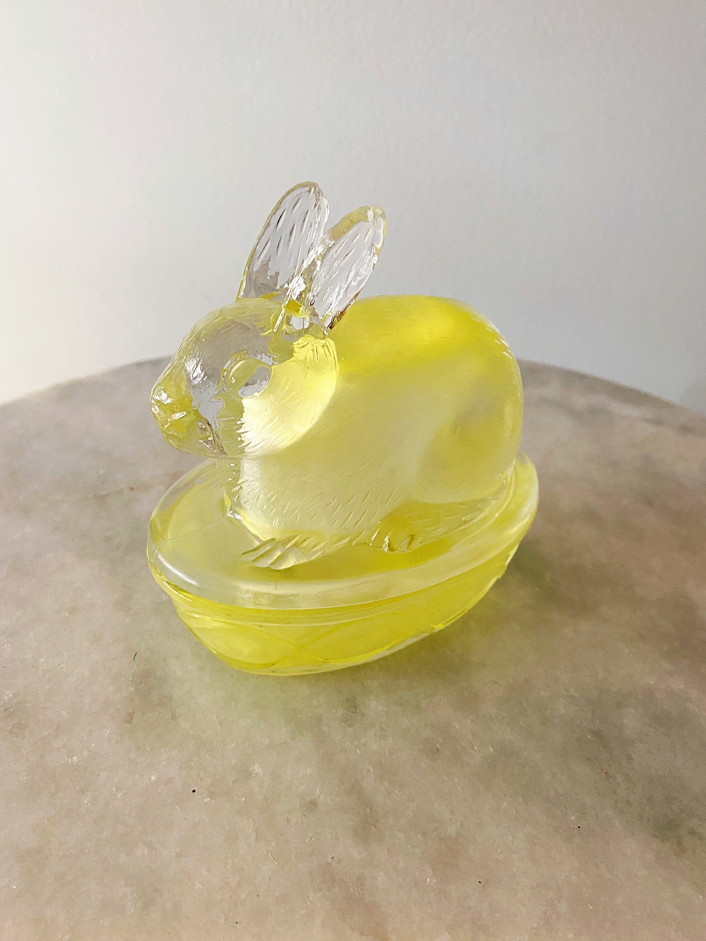 Vintage Yellow Molded Pressed Glass Lidded Bunny Candy Dish - Etsy