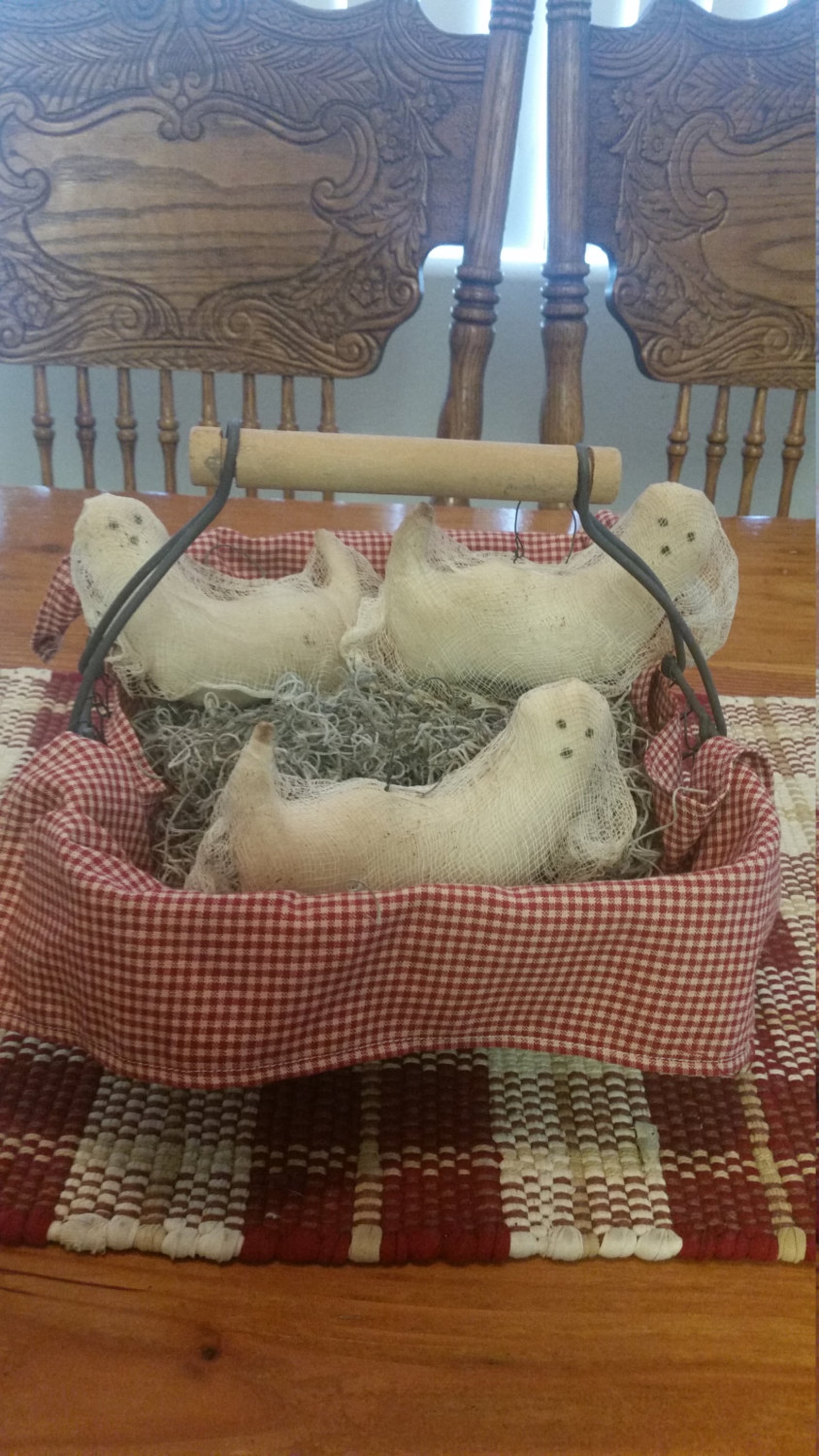 Primitive Halloween Ghost Ornaments, Ghost Peg Hangers,halloween Tucks ...