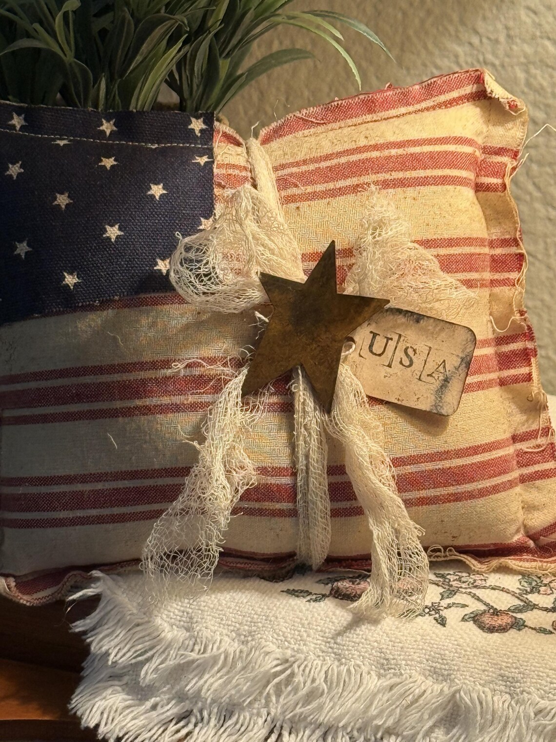 Primitive Flag Pillow, Prim Americana Pillow, July 4 Pillow, FAPM ...