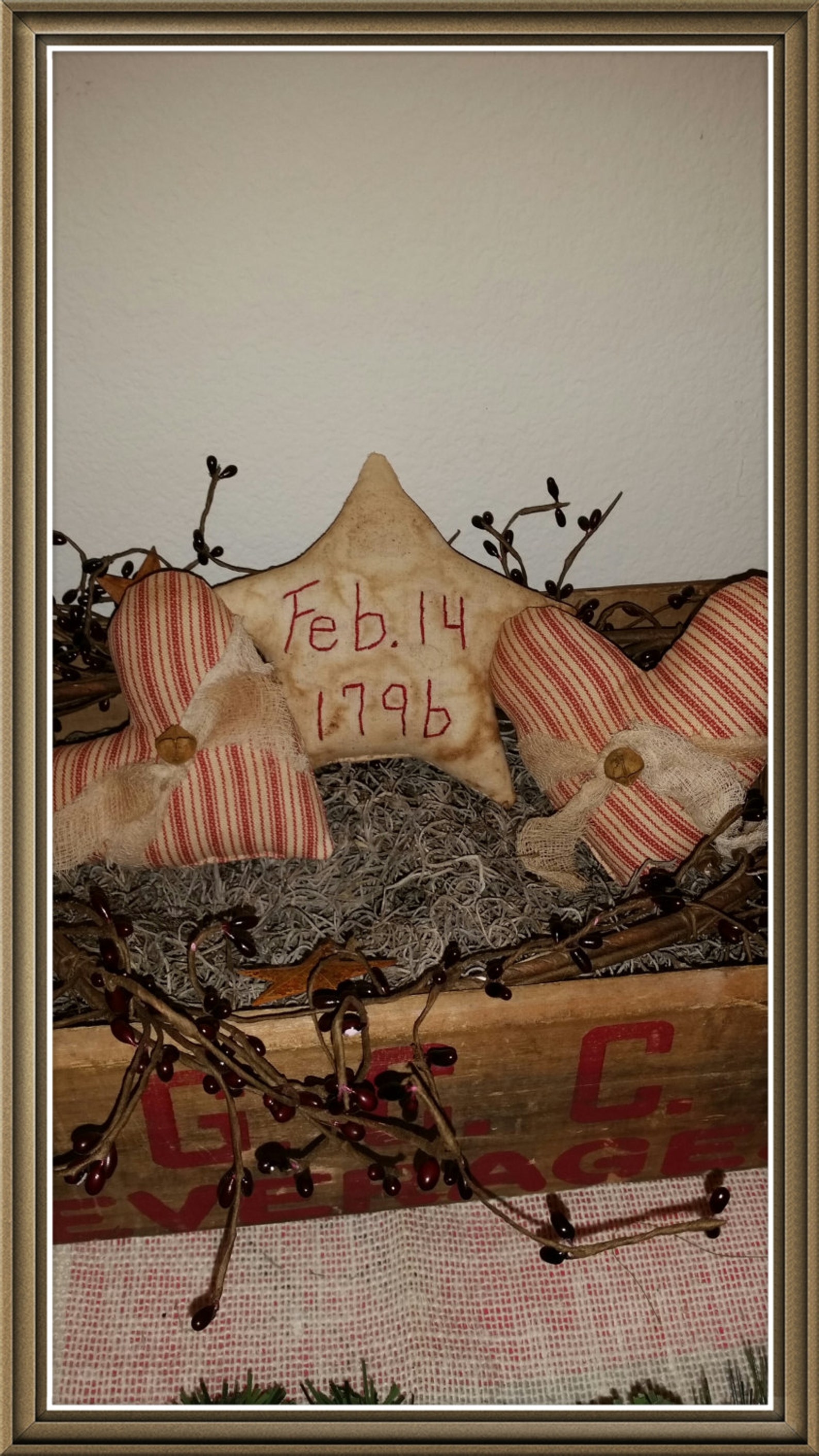 Primitive Valentine Hearts, Valentine Stars, February 14 Bowl Fillers ...