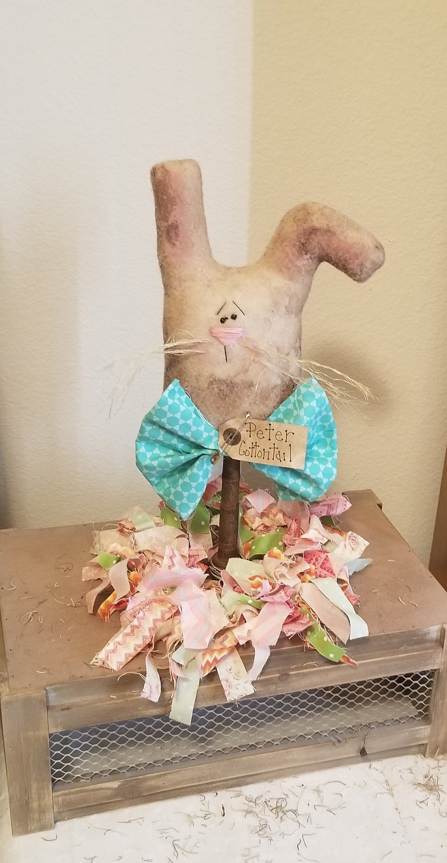 Primitive Peter Cottontail Easter Bobbin Shelf Sitter Bunny - Etsy