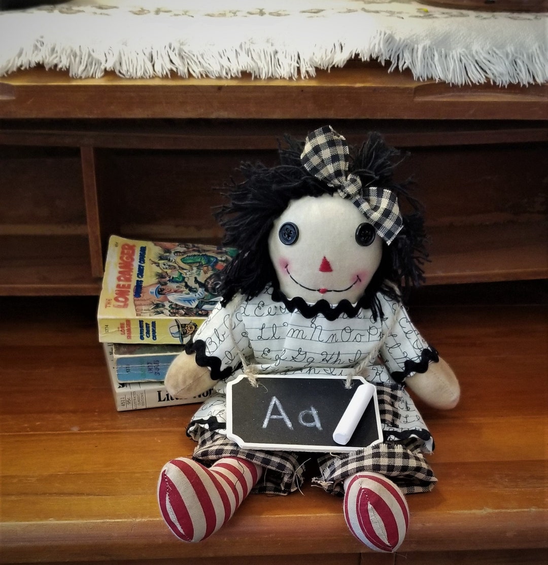 Small Teacher Prim Doll ABC Rag Doll Primitive Rag Doll - Etsy