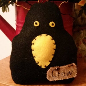 Primitive Felt Fall Crow Tuck, Fall Decor, Crow Pillow, Prim Crow Shelf ...