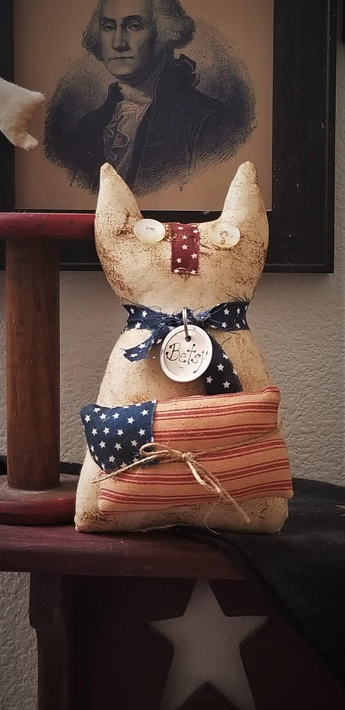 Primitive Rescue Independence Cat Betsy the Cat 4th of July | Etsy