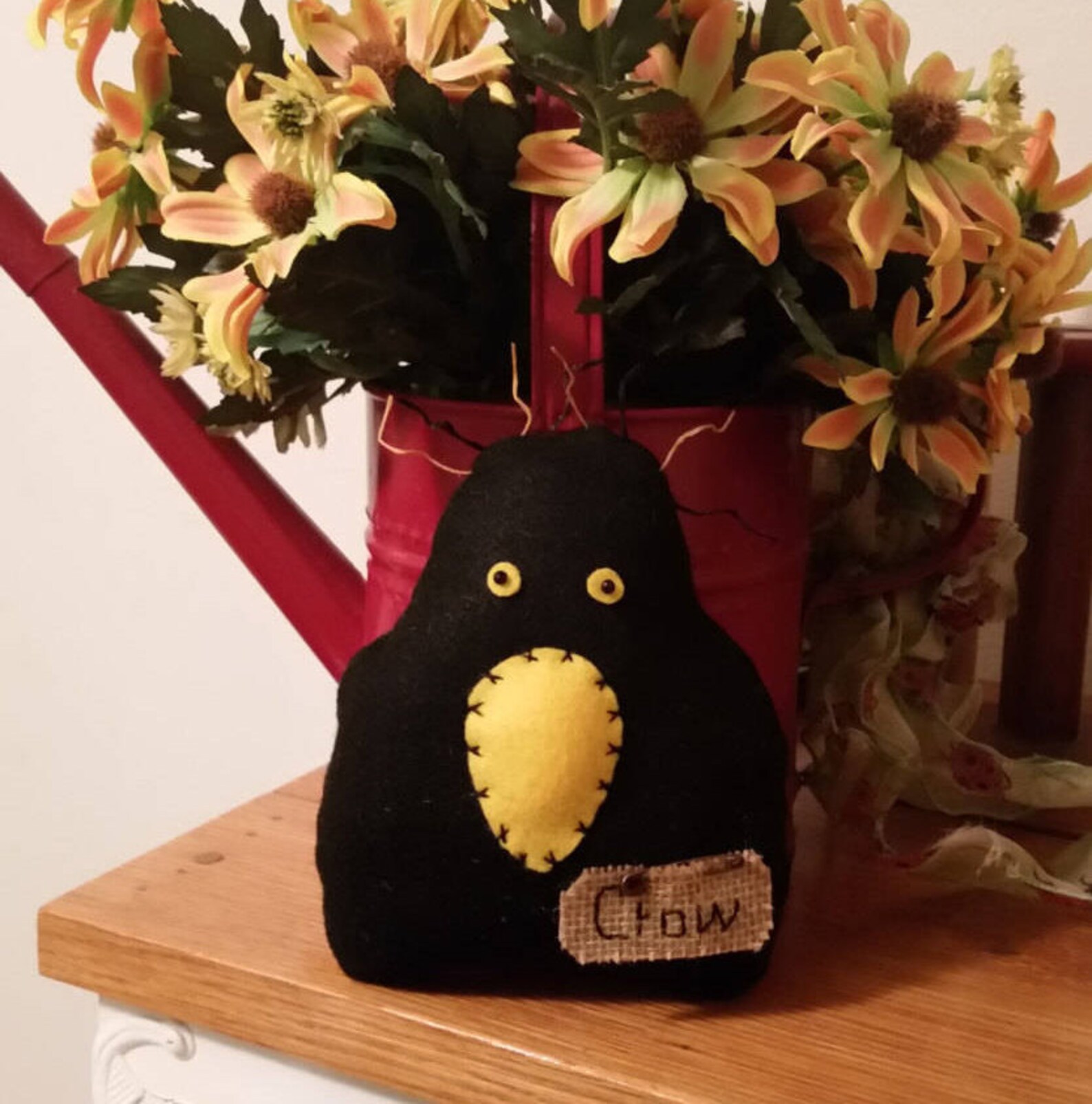 Primitive Felt Fall Crow Tuck Fall Decor Crow Pillow Prim | Etsy