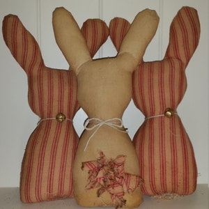 Primitive Ticking Muslin Bunnies, Easter/spring Shelf Sitters, Easter ...