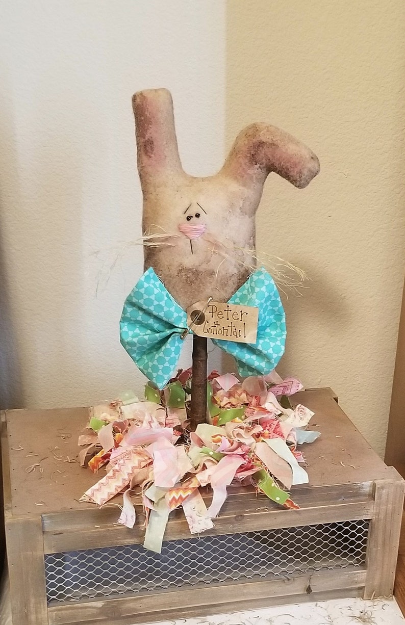 Primitive Peter Cottontail Easter Bobbin Shelf Sitter Bunny - Etsy