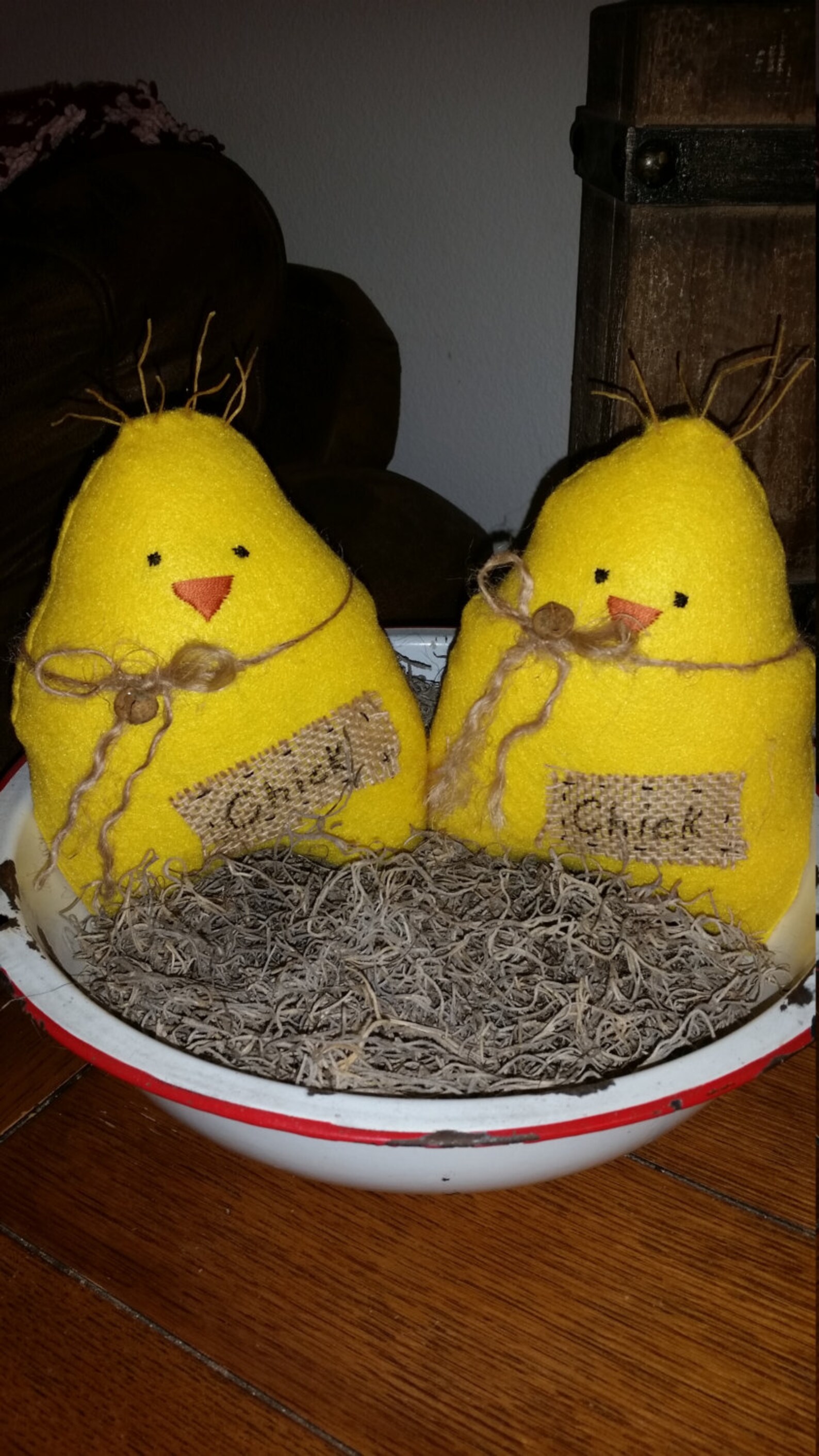 Primitive Wool Felted Chick Pillow Tucks, Spring Chick Ornies, OFG ...
