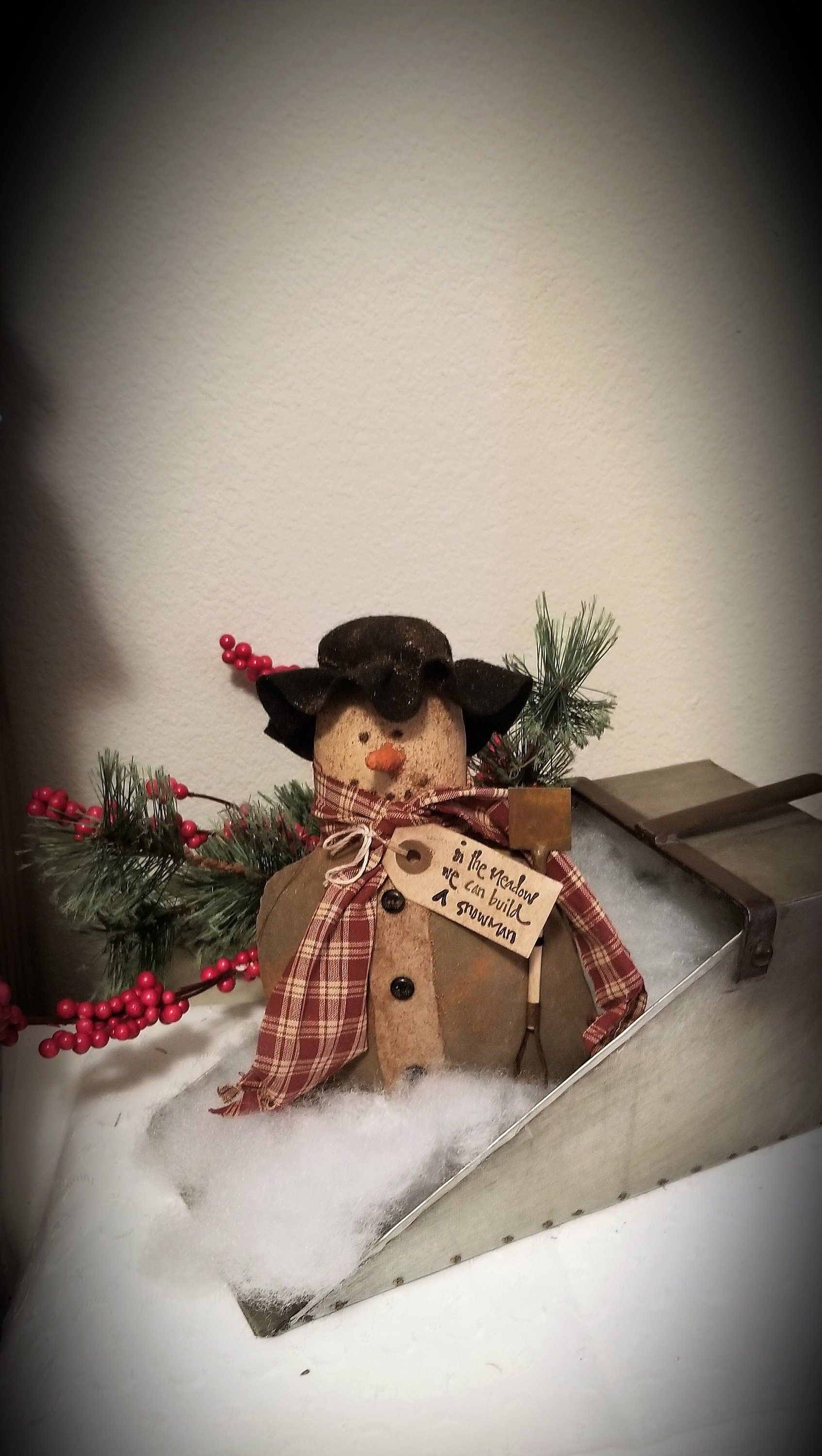 Primitive Snowman With Shovel Country Snowman Decor - Etsy