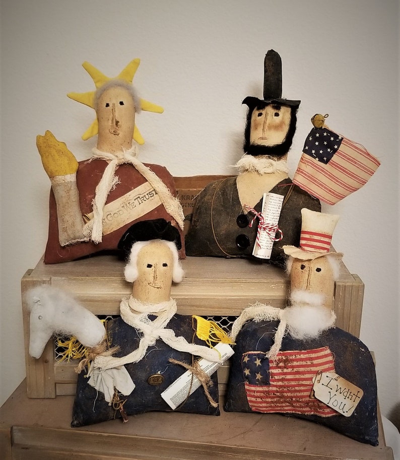 Primitive Americana Abe Lincoln, George Washington, Uncle Sam, Lady ...