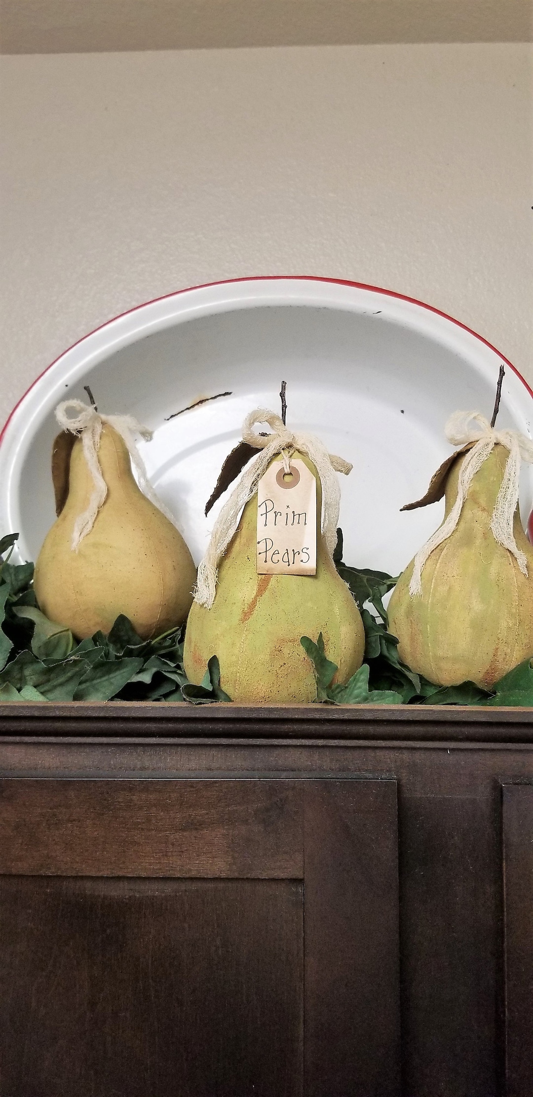 Primitive Farmhouse Tiered Tray Pear Bowl Fillers, Fall Fruit Decor ...