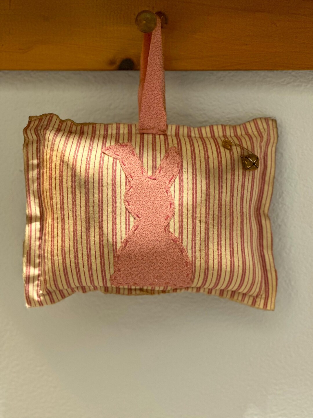 Pink Bunny Pillow, Pink Bunny Peg Hanger, Bunny, Prim Pillow, Primitive ...