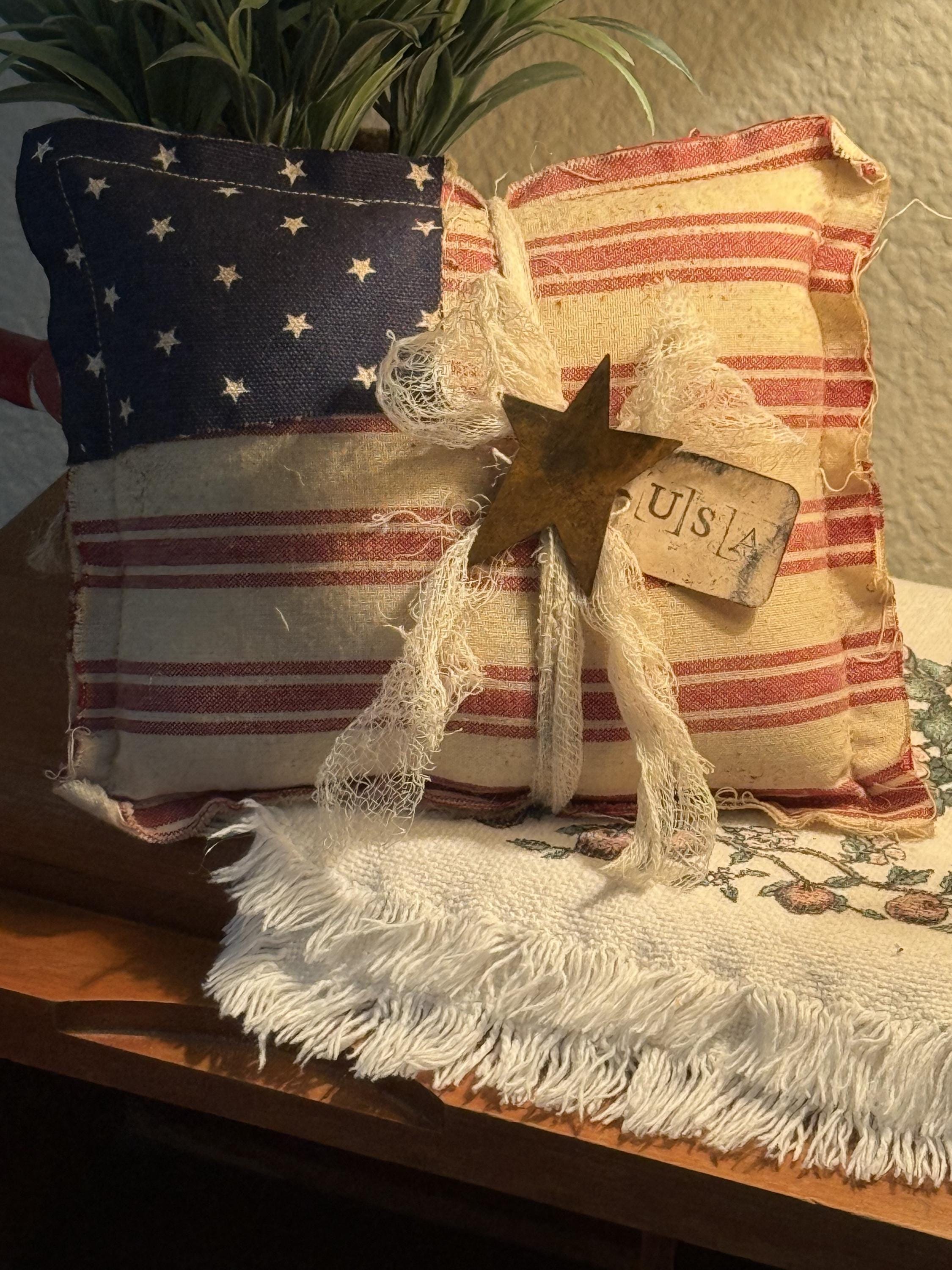 Primitive Flag Pillow, Prim Americana Pillow, July 4 Pillow, FAPM ...
