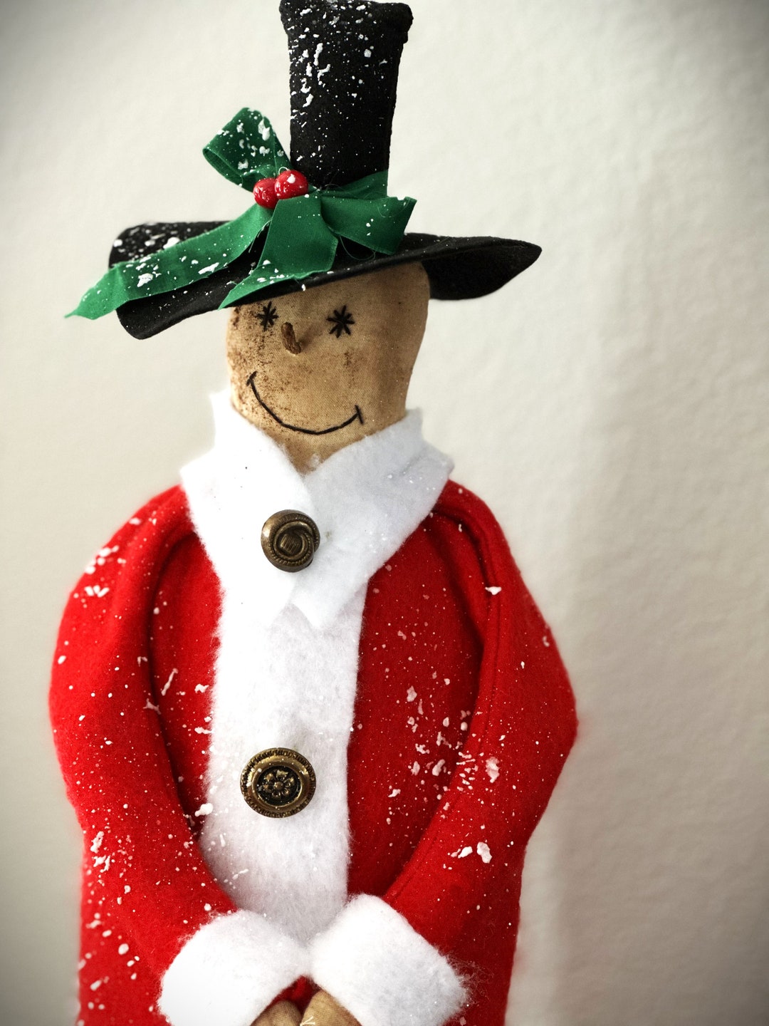 Primitive Snow Lady, Christmas Decor, Snow Lady on Base, FAPM, Winter ...