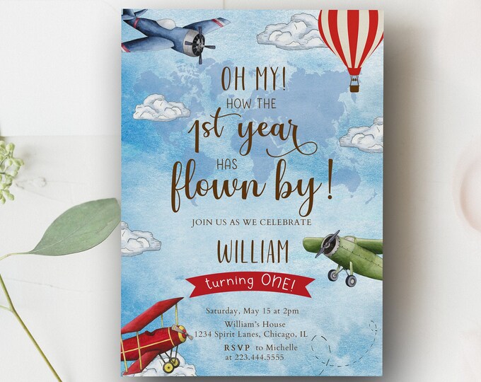 Airplane Invitation, Plane Invitation, Vintage Plane Invitation ...
