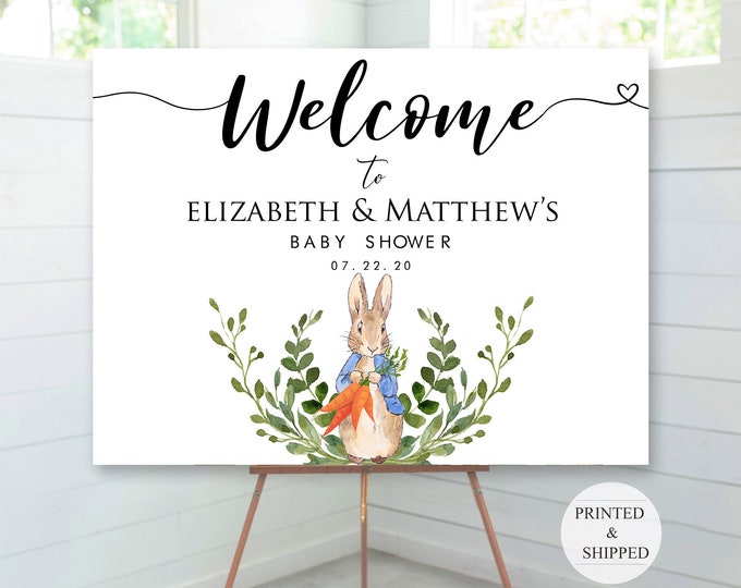 Peter Rabbit Birthday Welcome Sign, Personalized Baby Shower Sign ...