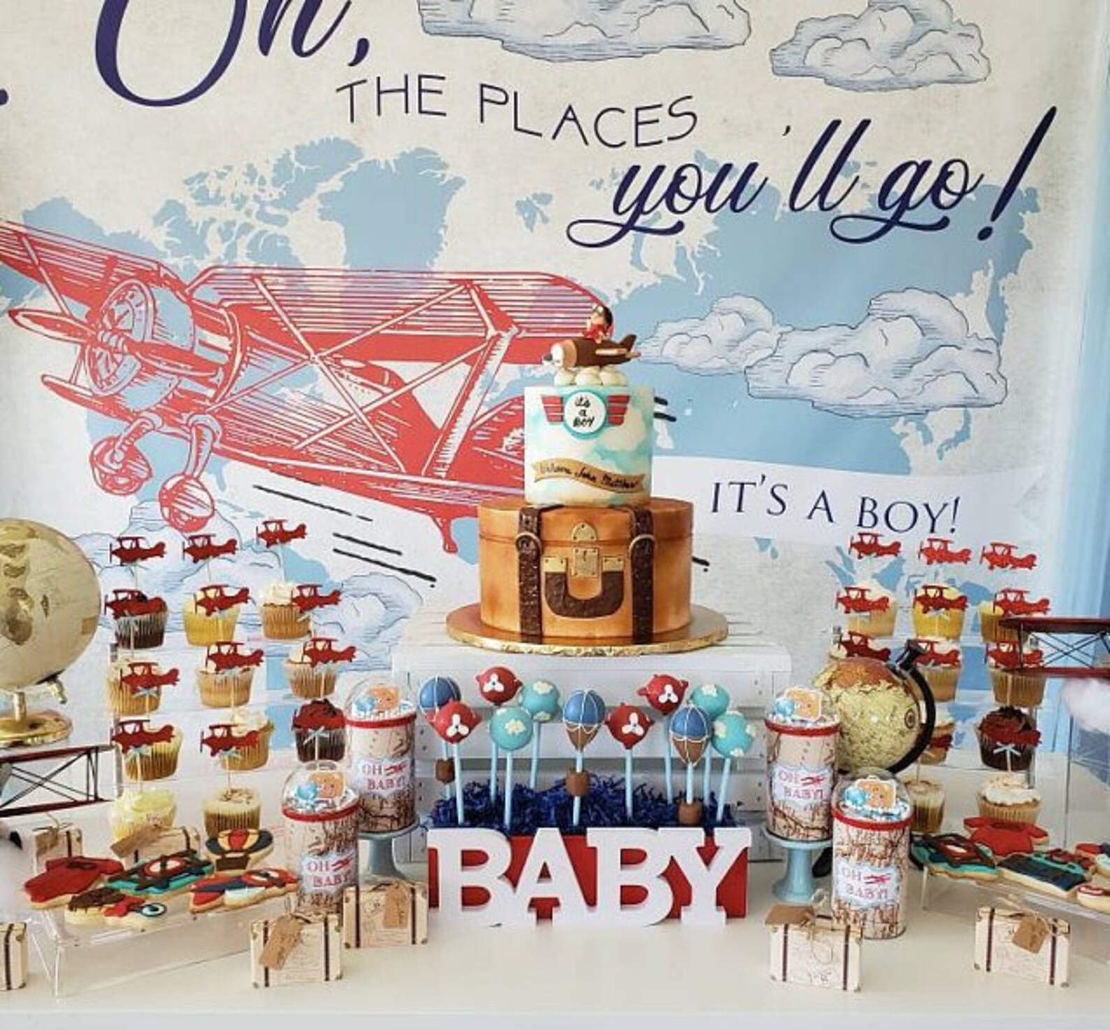 Vintage Airplane Birthday Backdrop, Vintage Airplane Baby Shower ...