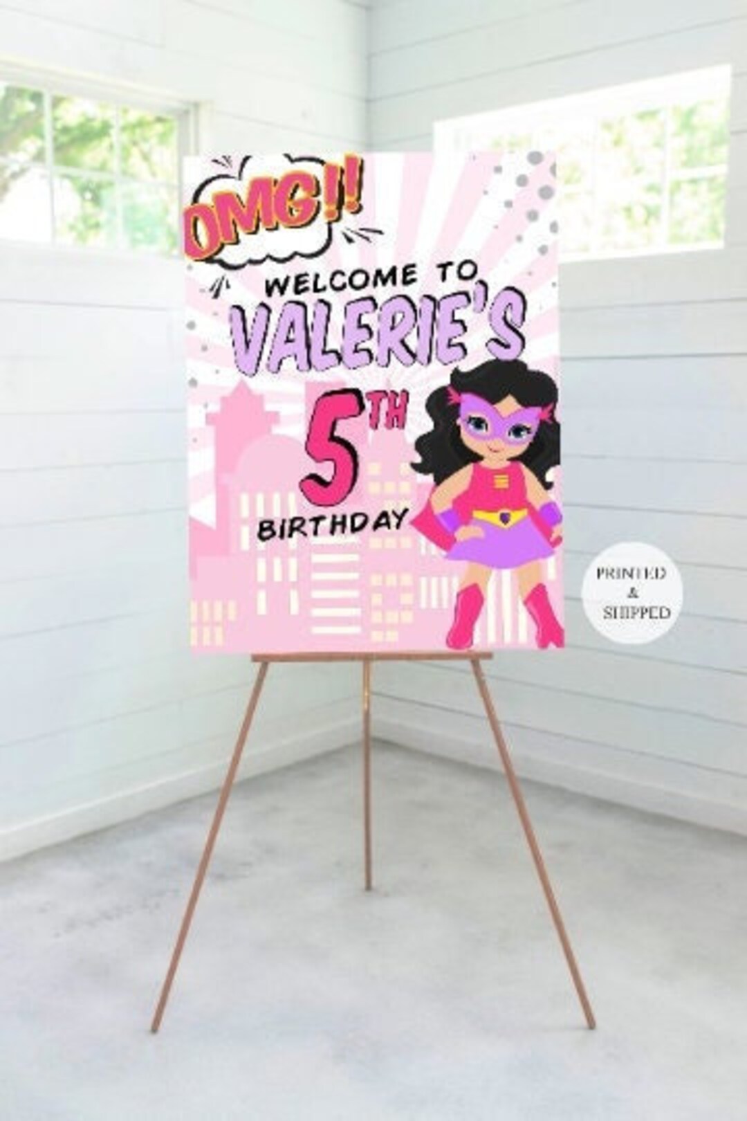 Girl Superhero Birthday Welcome Sign, Party Banner, Poster, Signage ...