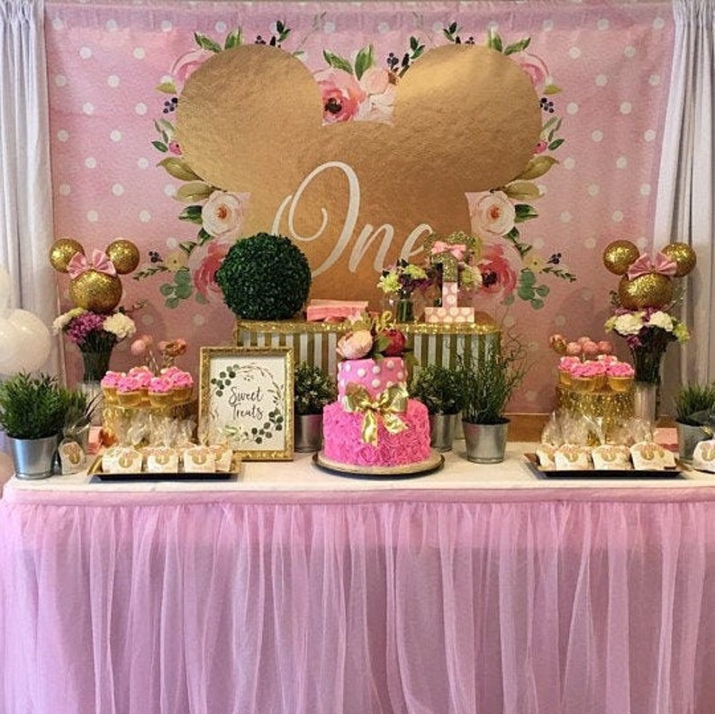 Digital Minnie Birthday Backdrop Minnie Mouse Party Digital - Etsy