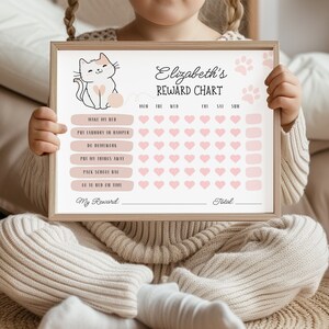 Editable Cat Reward Chart Cat Behavior Chart Kitty Reward Chart Girls ...