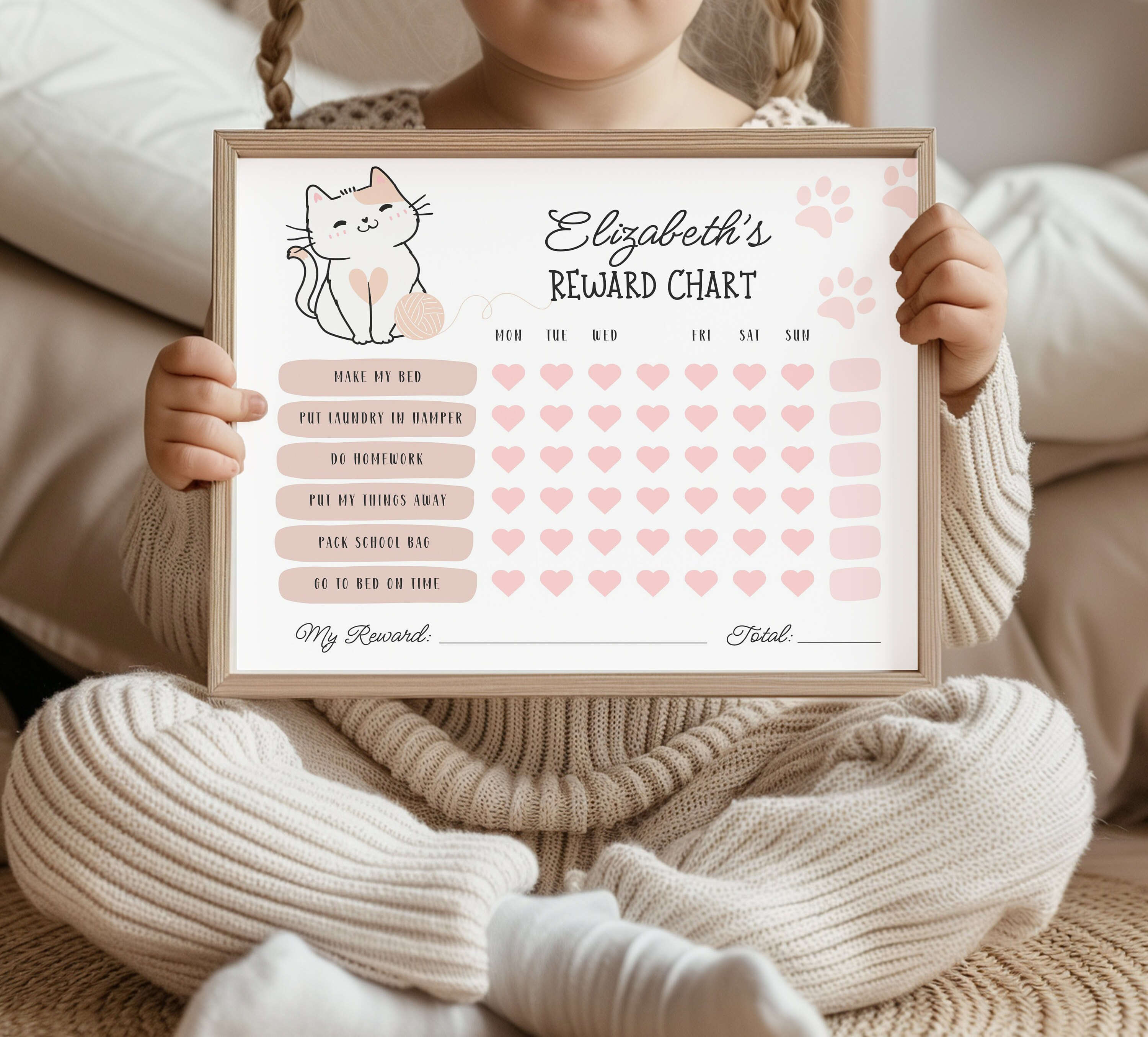 Editable Cat Reward Chart Cat Behavior Chart Kitty Reward Chart Girls ...